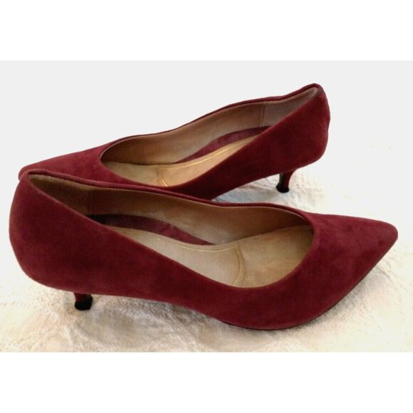 Vionic | Shoes | Vionic Womens Wine Suede Kit Josie Kitten Heels Ortho ...